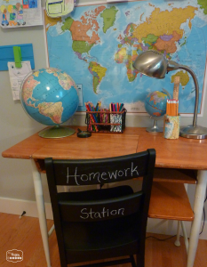 Thrifted Upcycled Homework Station with a Vintage School Desk and Faux ...