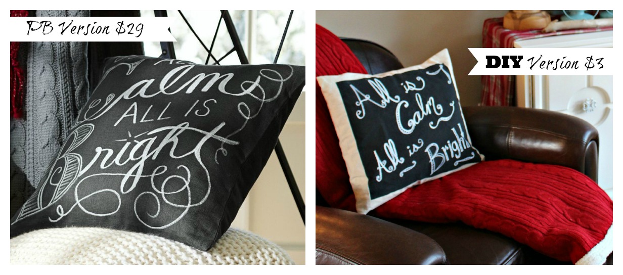 DIY Chalkboard Pillow {Pottery Barn Christmas Knockoff} | The Happy Housie