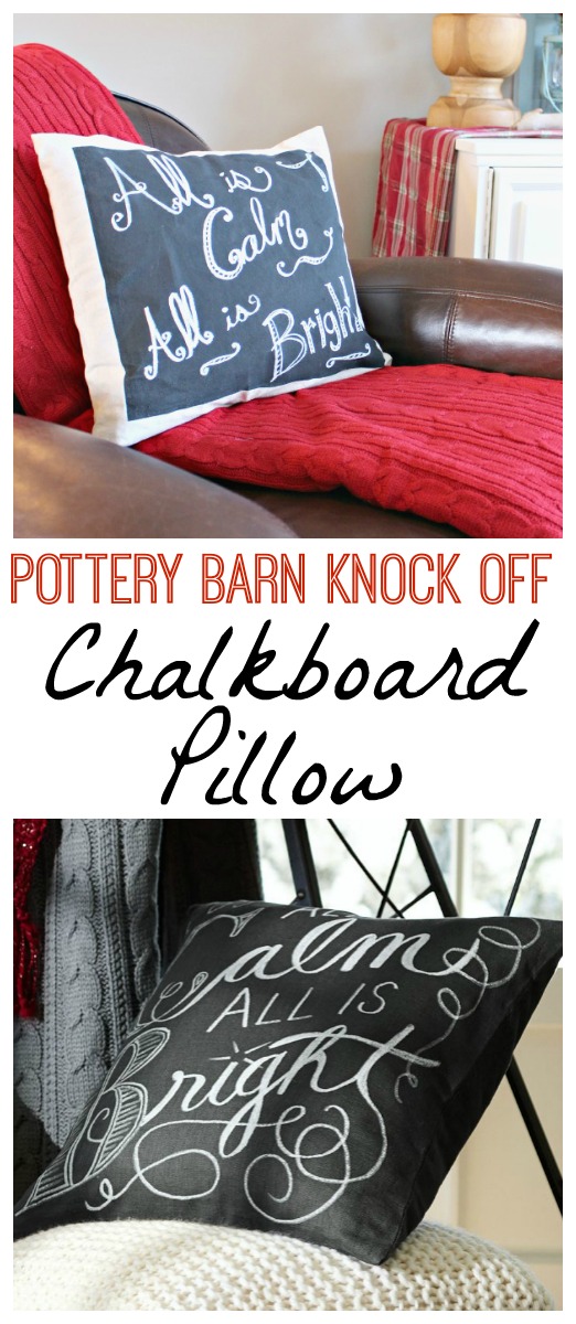 DIY Chalkboard Pillow {Pottery Barn Christmas Knockoff} | The Happy Housie