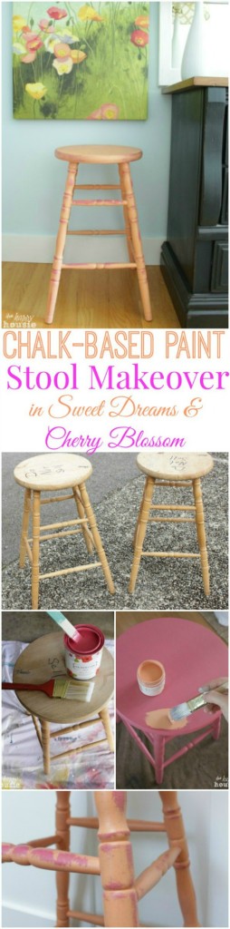 Distressed Chalky Painted Stool