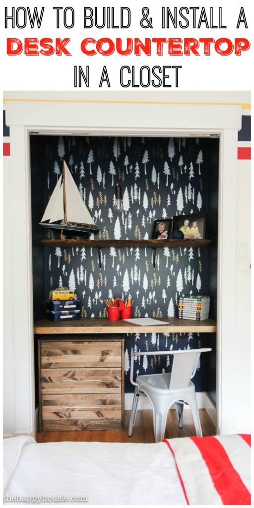 How to Build & Install a Desk Countertop in a Closet | The Happy Housie