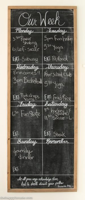 DIY Giant Chalkboard Kitchen Weekly Planner | The Happy Housie