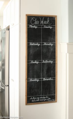 DIY Giant Chalkboard Kitchen Weekly Planner | The Happy Housie