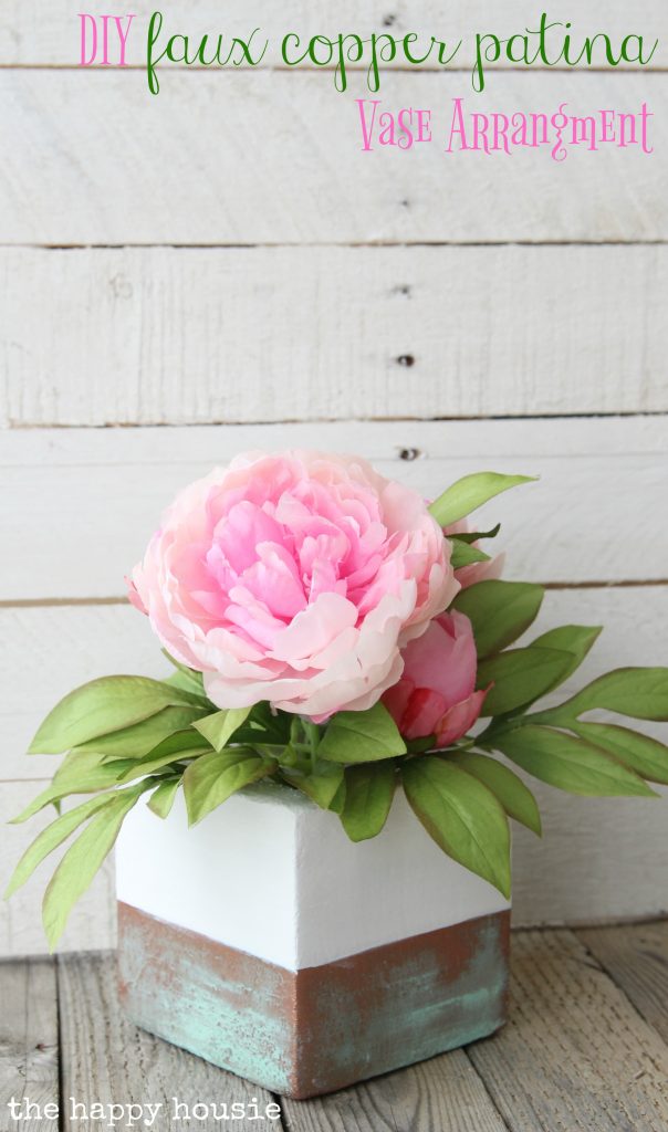 DIY Faux Copper Patina Vase Arrangement | The Happy Housie