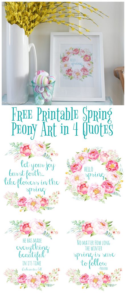 Free Printable Spring Peony Art & Easter Art | The Happy Housie