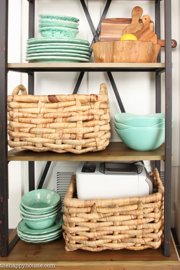 Using an Etagere Shelf for Kitchen Storage & Display | The Happy Housie