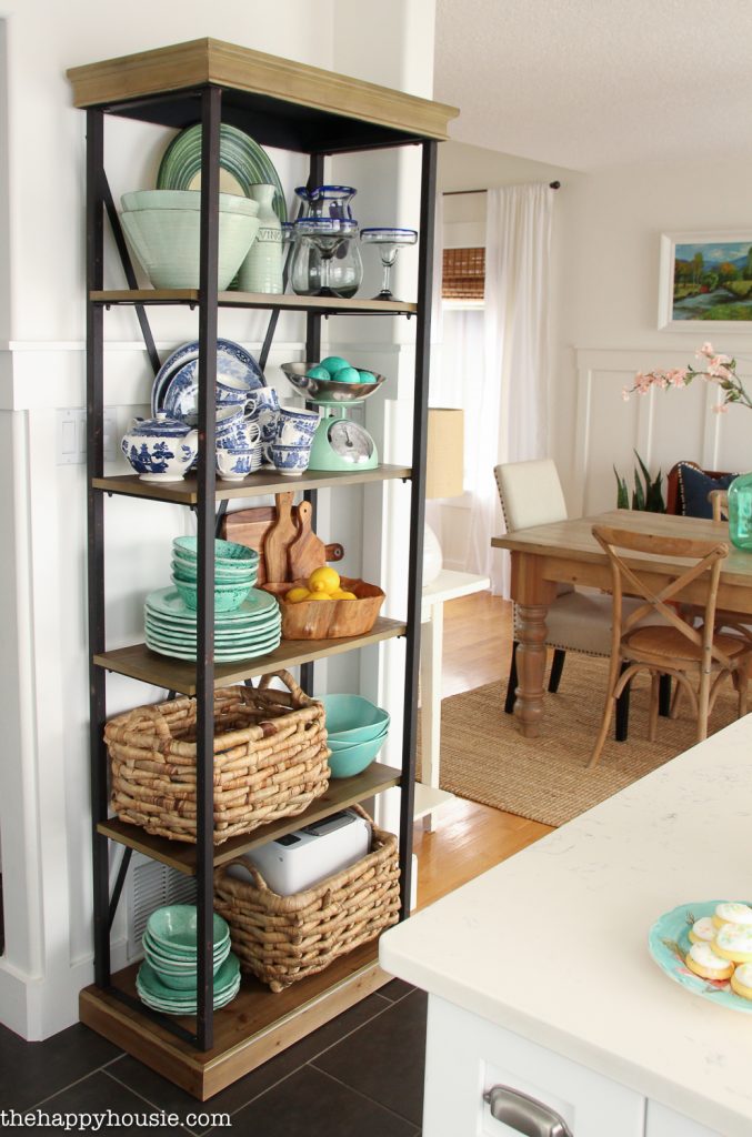 Using an Etagere Shelf for Kitchen Storage & Display | The Happy Housie