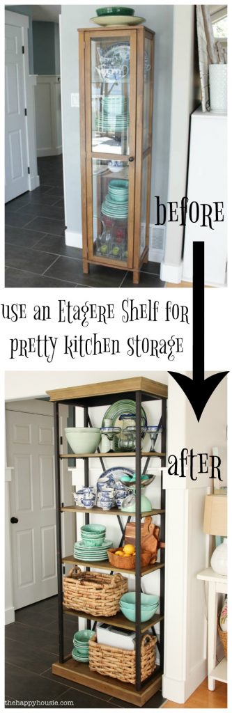 Using an Etagere Shelf for Kitchen Storage & Display | The Happy Housie