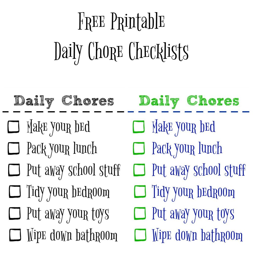 Teaching Kids to be Clean & Organized with a Free Printable Chore ...
