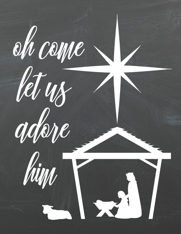 Oh Come Let Us Adore Him Free Christmas Nativity Printable (in 4 ...