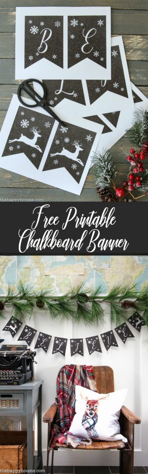 Faux Chalkboard Free Printable Christmas Banner | The Happy Housie