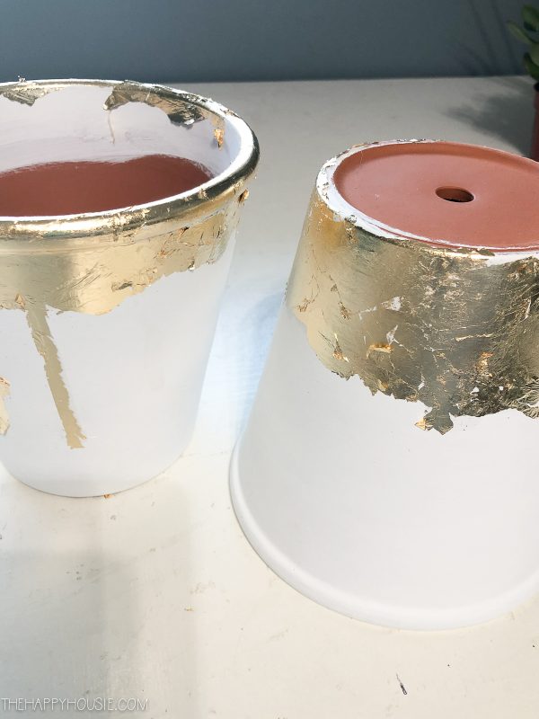 DIY Gold Leaf Plant Pots | The Happy Housie