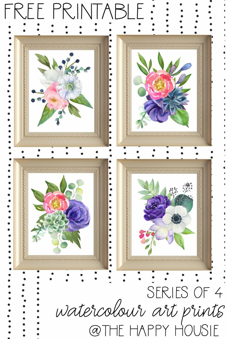 Series of Four Watercolour Floral Art {free printables} | The Happy Housie