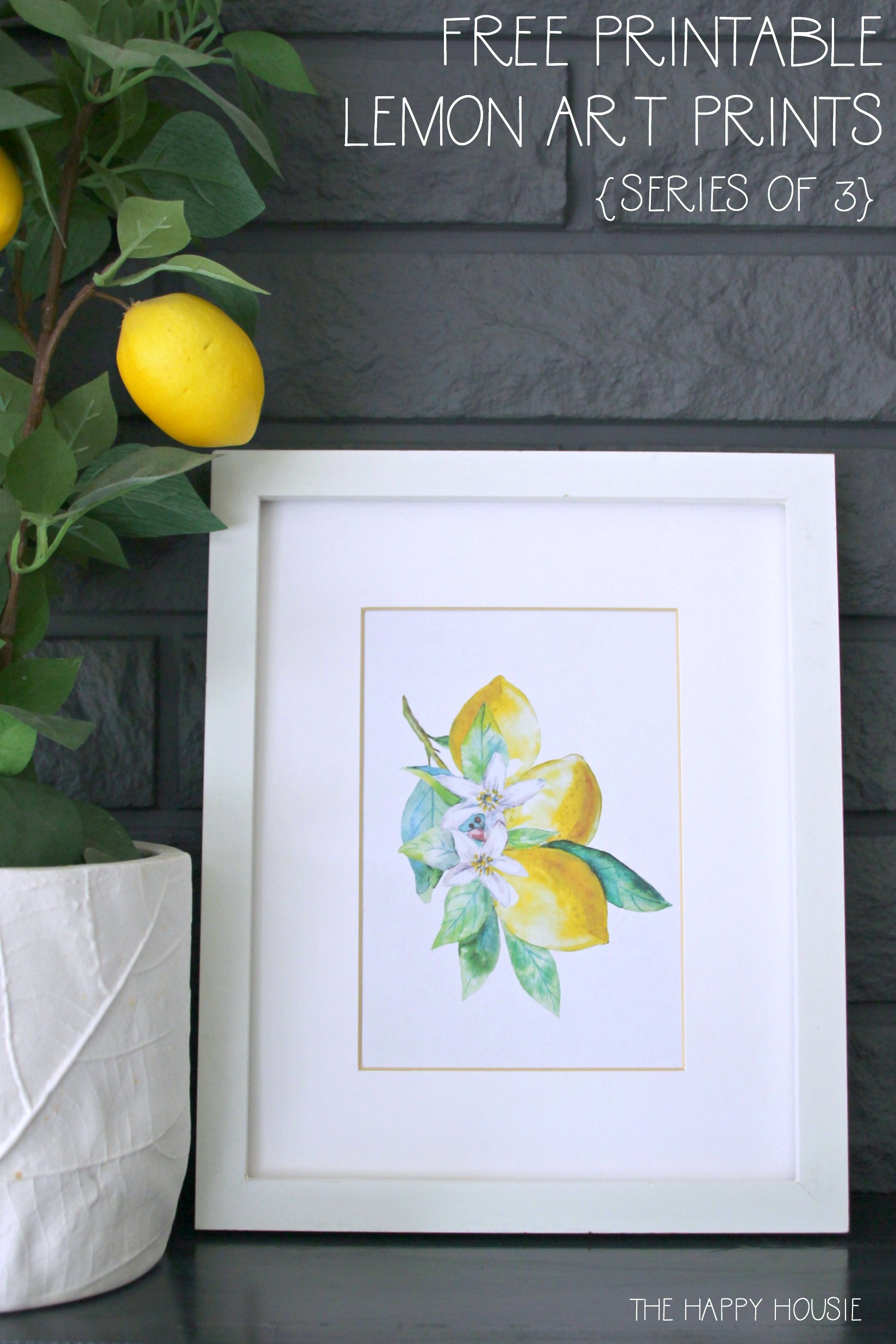 Series of 3 Free Printable Watercolour Lemon Art Prints | The Happy Housie