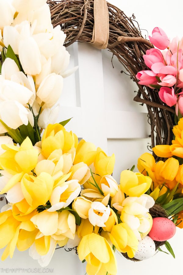 DIY Ombre Tulip Spring & Easter Wreath | The Happy Housie