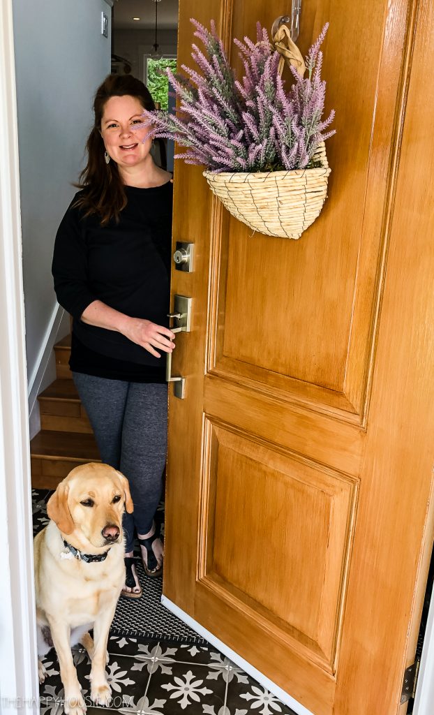 Dollar Store Door Decor Lavender Stuffed Basket | The Happy Housie