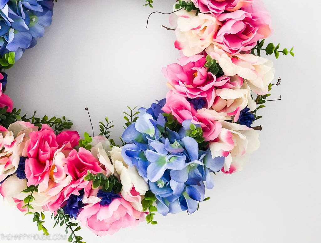 Floral Explosion Summer Dollar Store Wreath DIY | The Happy Housie