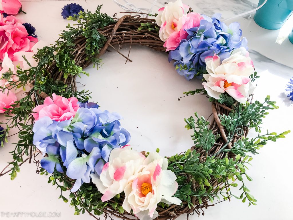 Floral Explosion Summer Dollar Store Wreath DIY | The Happy Housie