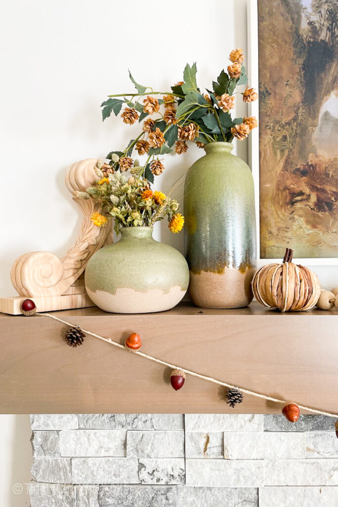 Warm Earthy Rustic Fall Mantel Decor | The Happy Housie