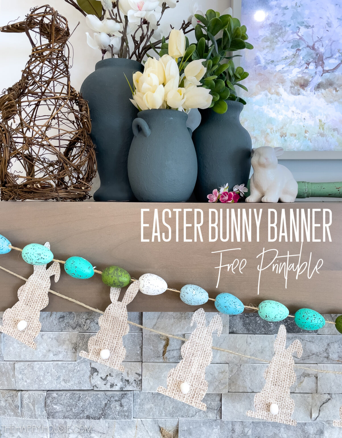 Printable Bunny Easter Banner | The Happy Housie