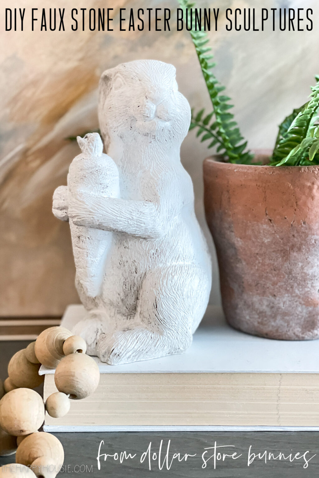 PB Knockoff Faux Stone Easter Bunny Sculptures | The Happy Housie
